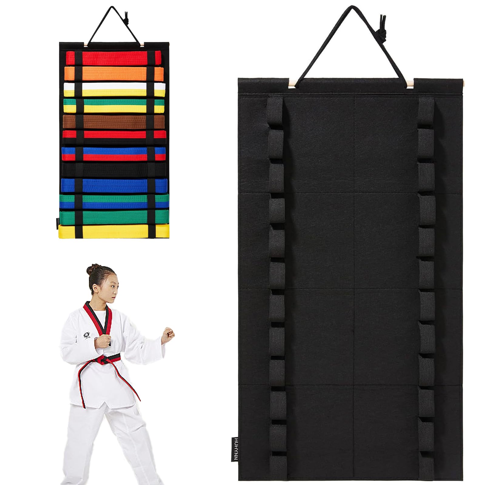 WanderGo 12 Belts Karate Belt Display Rack, Wall Hanging Martial Arts ...