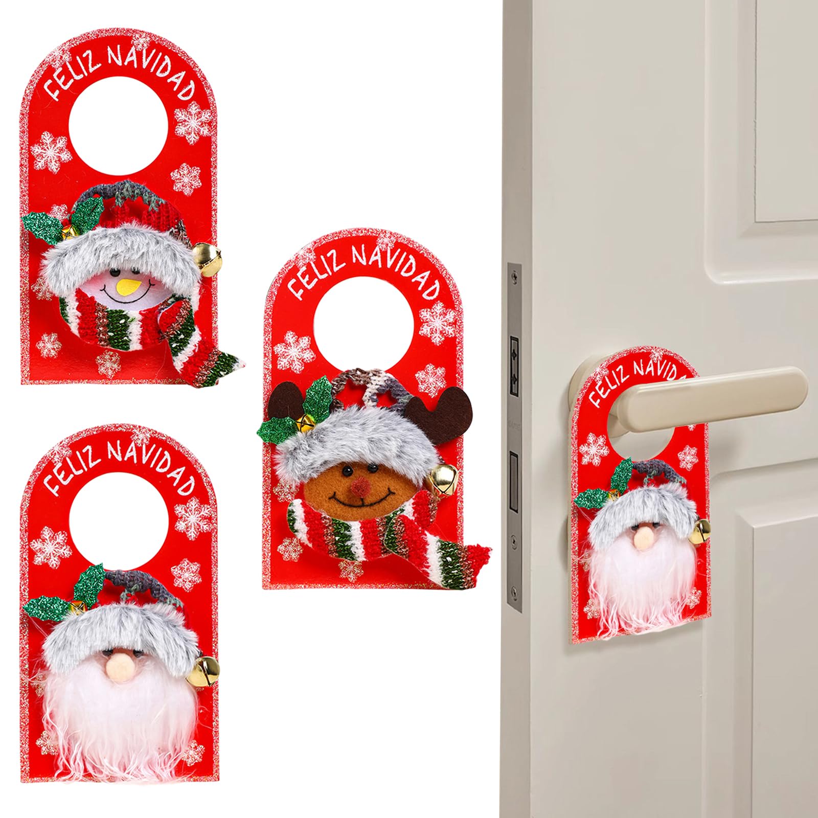 Amazon.com: 3 Pcs Christmas Cartoon Door Handle Decoration Santa Claus ...