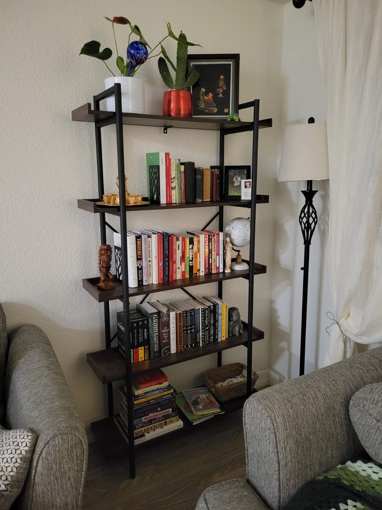 $34/mo - Finance Walker Edison 5 Shelf Industrial Wood Metal Bookcase ...