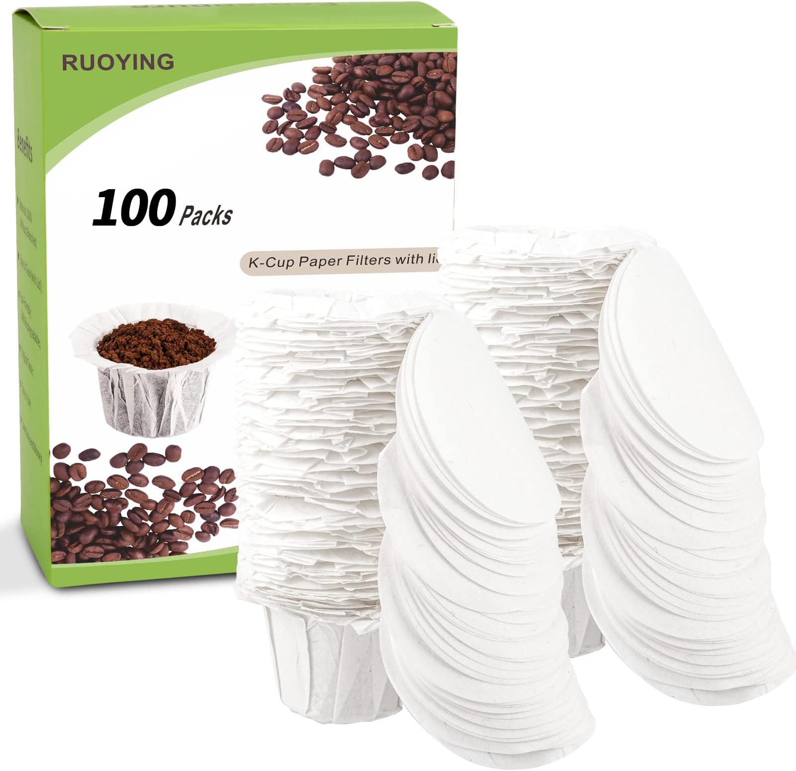 Amazon.com: K cup Coffee Paper Filters with Lid Disposable for Keurig ...