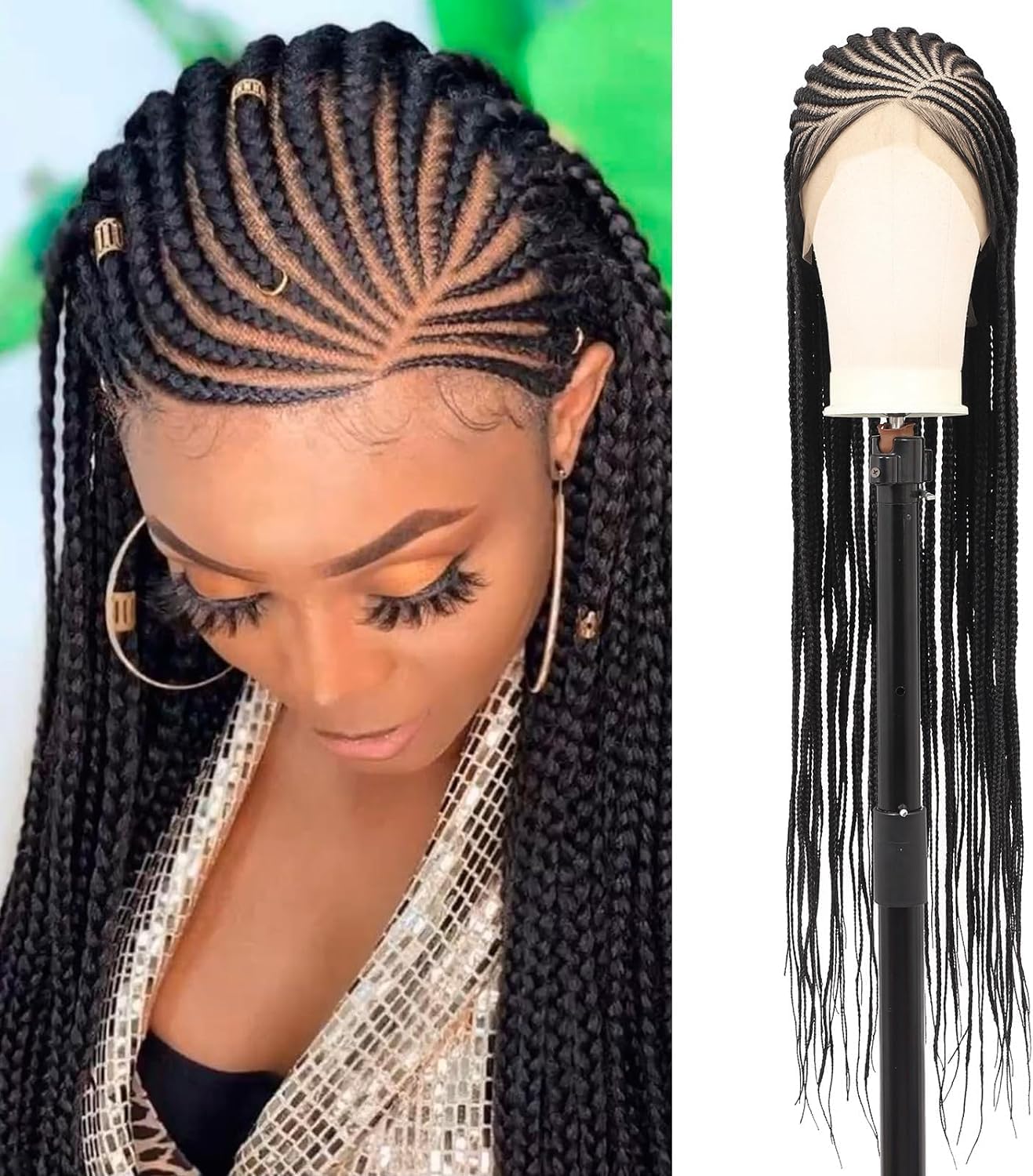 Amazon.com : Roiifur Cornrow Box Braid Wig 13X8 HD Lace Front Braided ...