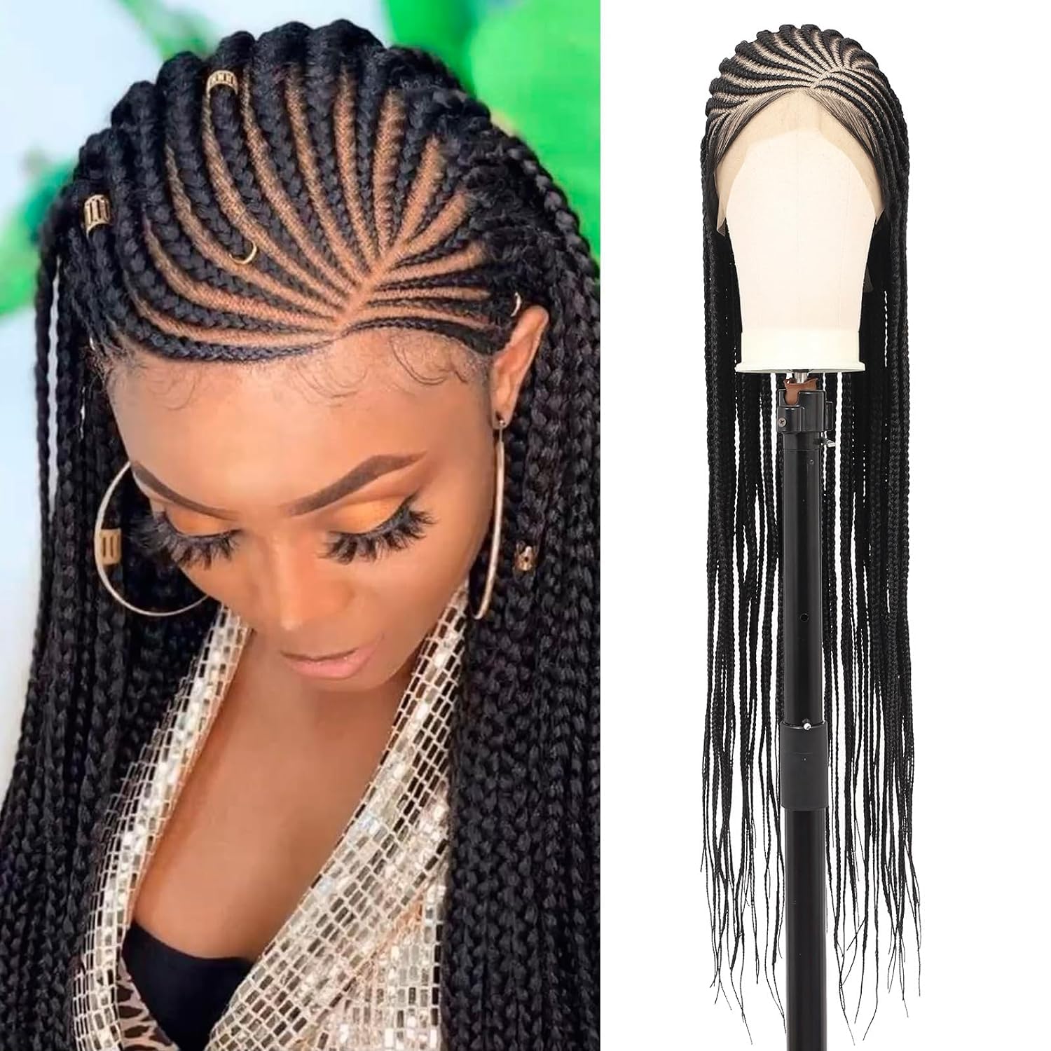 Amazon.com : Roiifur Cornrow Box Braid Wig 13X8 HD Lace Front Braided ...