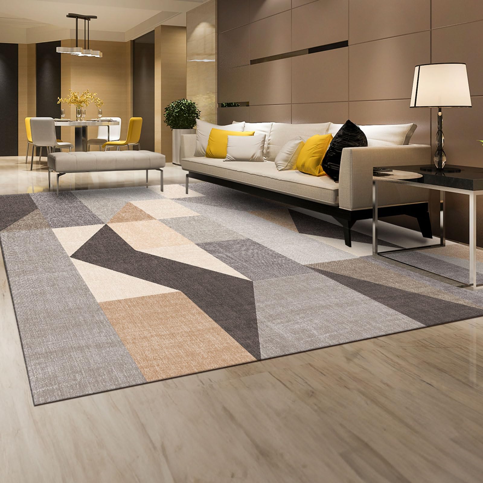 HOMFINE Area Rug for Living Room - Square Modern Cubic Washable Area ...