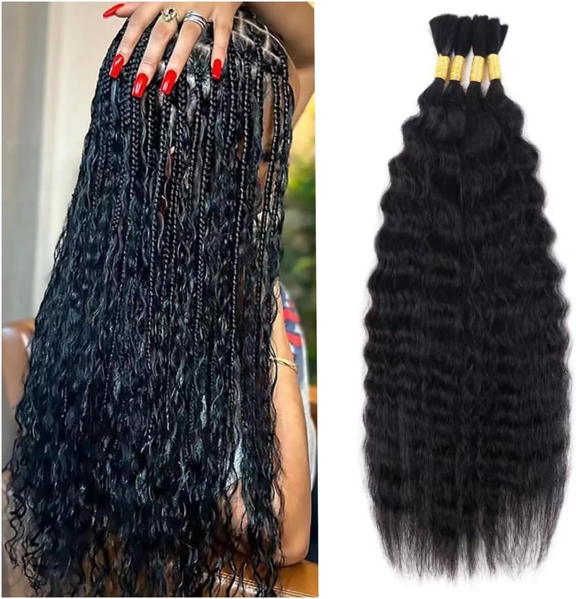 Amazon.com : TOPBULK Super Wave Human Braiding Hair Wet and Wavy Human ...