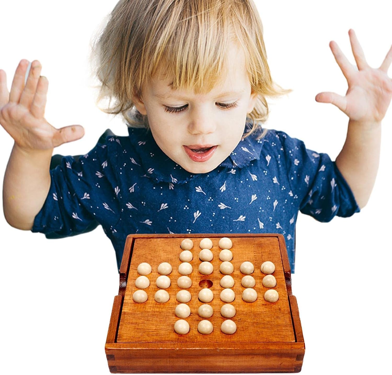 Onlynery Wooden Solitaire Board Game, Europe Board Game Set Single ...