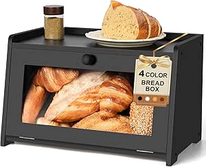 Amazon.com: Large Bread Box for Kitchen Countertop: Black Wood Bread ...