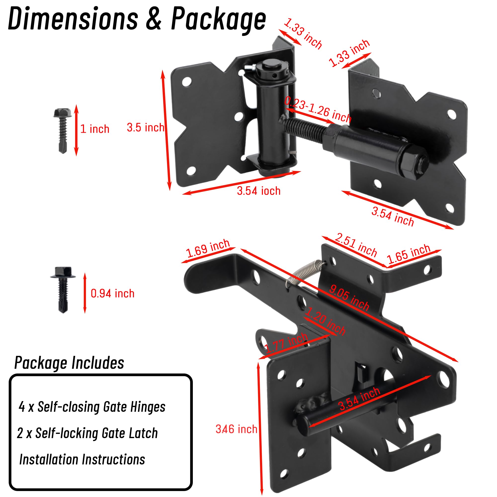 Snapklik.com : Dreamxiang Heavy Duty Self Closing Gate Hinge And Self ...