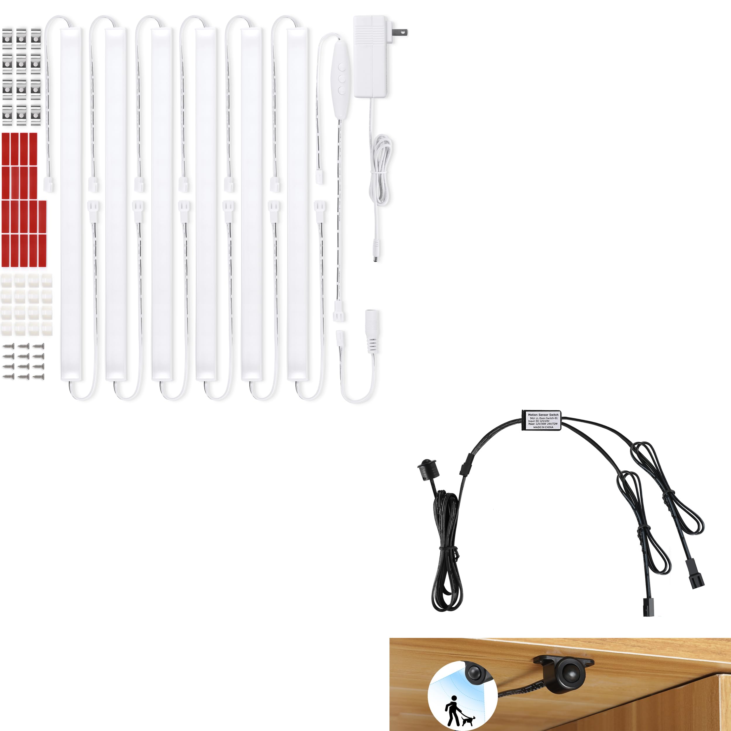 Litever 6-Light-Bar LED Lighting Bar Kit 28W Plug in for Kitchen Under ...