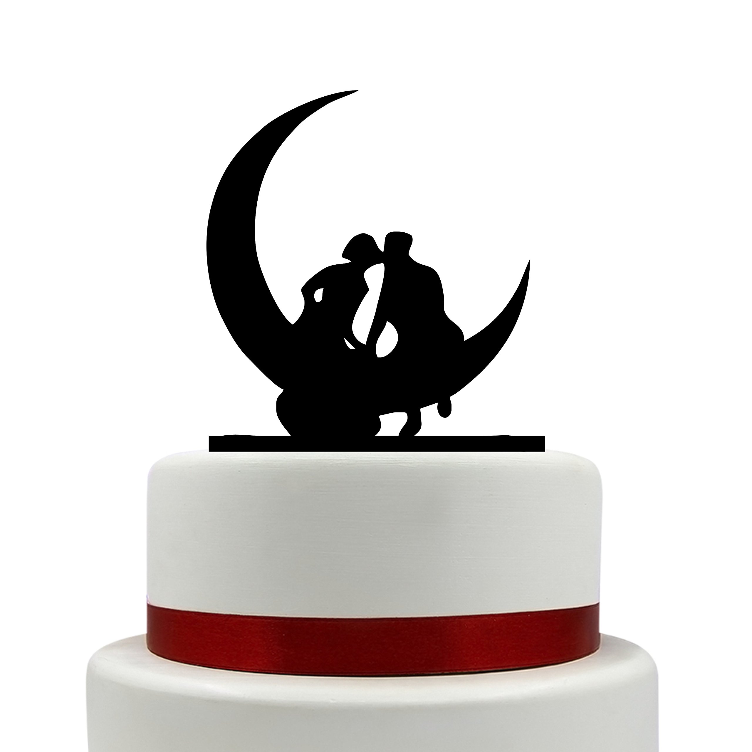 Buy Cute Couple with Moon Name Letter Wedding Acrylic Cake Topper ...