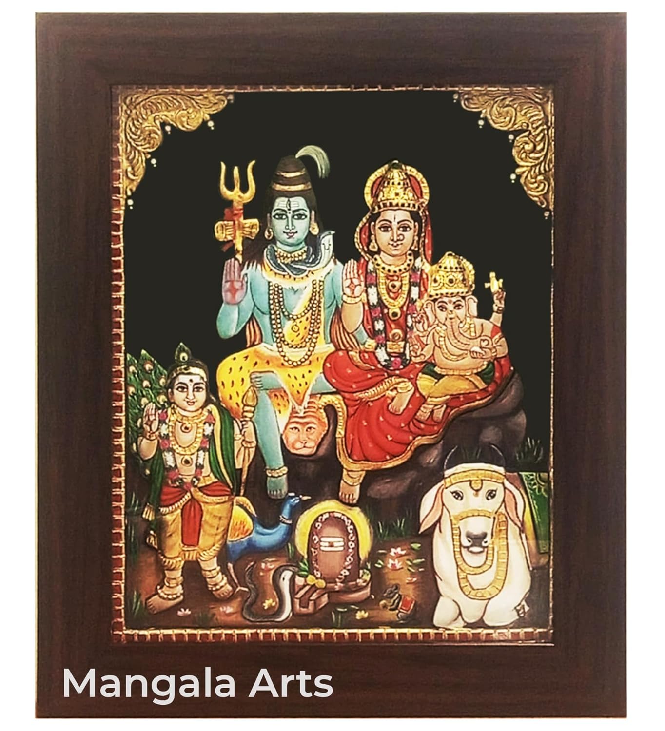 Mangala Arts Sivan Family 3D Tanjore painting, 24 Carat Gold Foil ...