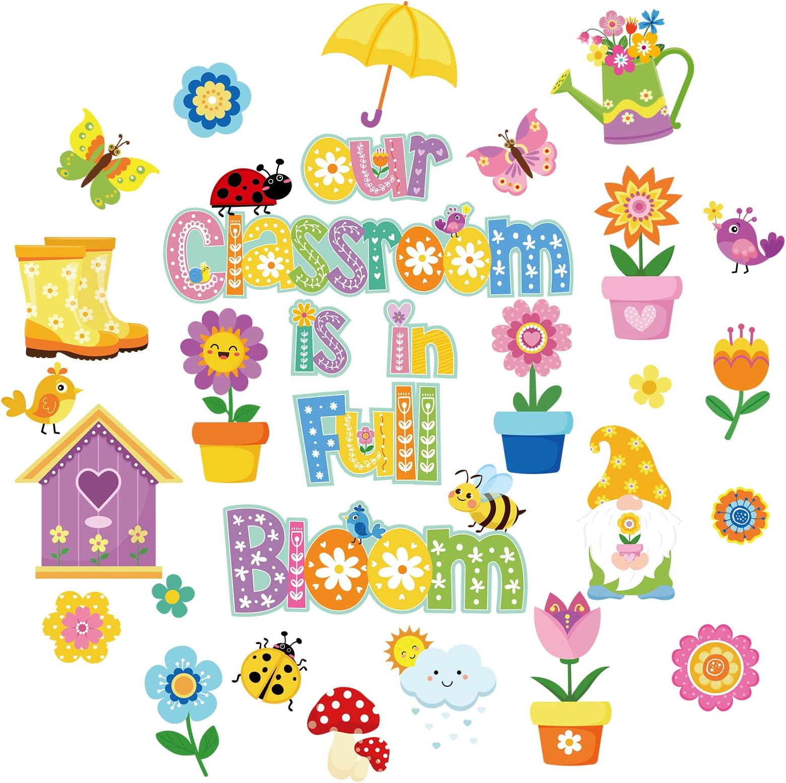 Amazon.com: 83 Pieces Spring Bulletin Board Decorations Hello Spring ...