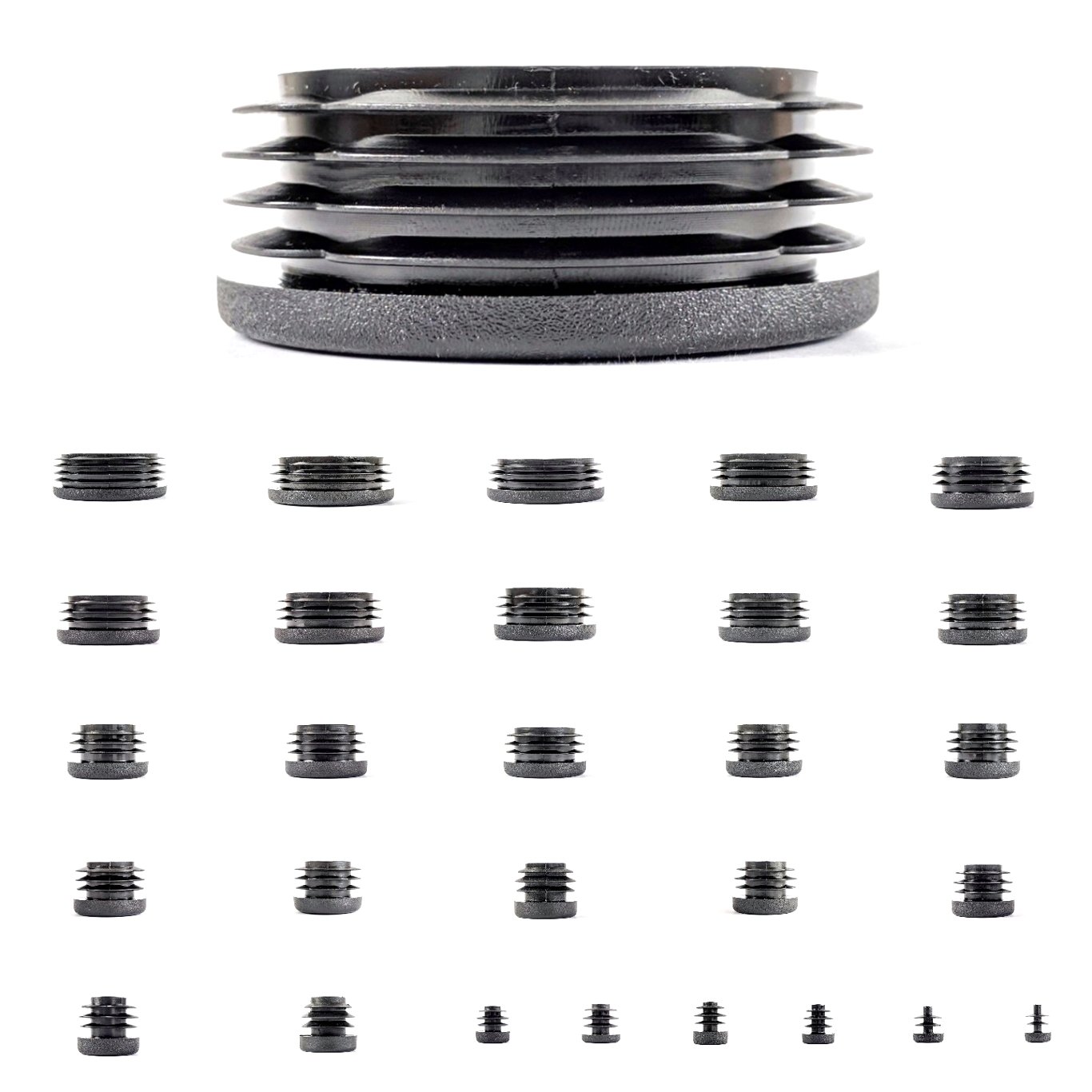 35mm Plastic End Caps, Black Round Tube Inserts, Pack of 4 (See Second ...
