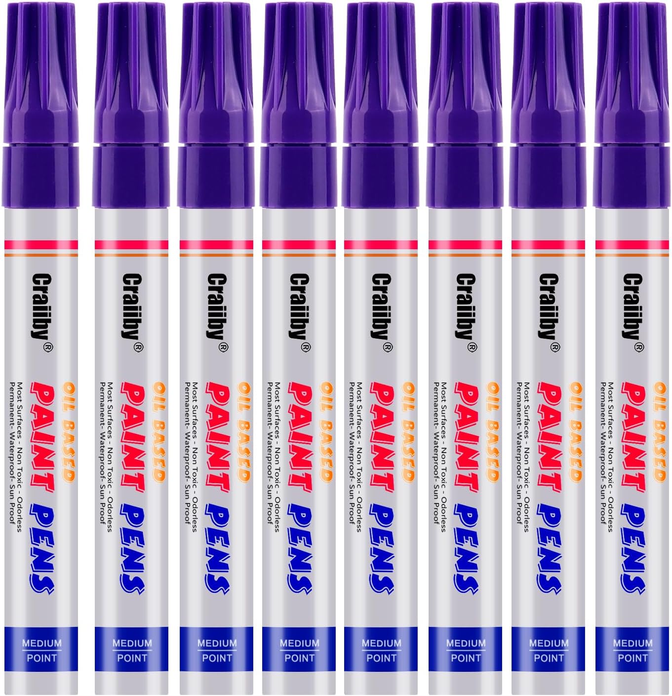Amazon.com : Purple Paint Markers, 8 Pack Oil-Based Waterproof Quick ...
