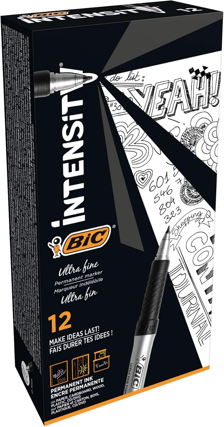 Amazon.com : BIC 8290801 Marking Permanent Marker, Fine Point, Black ...