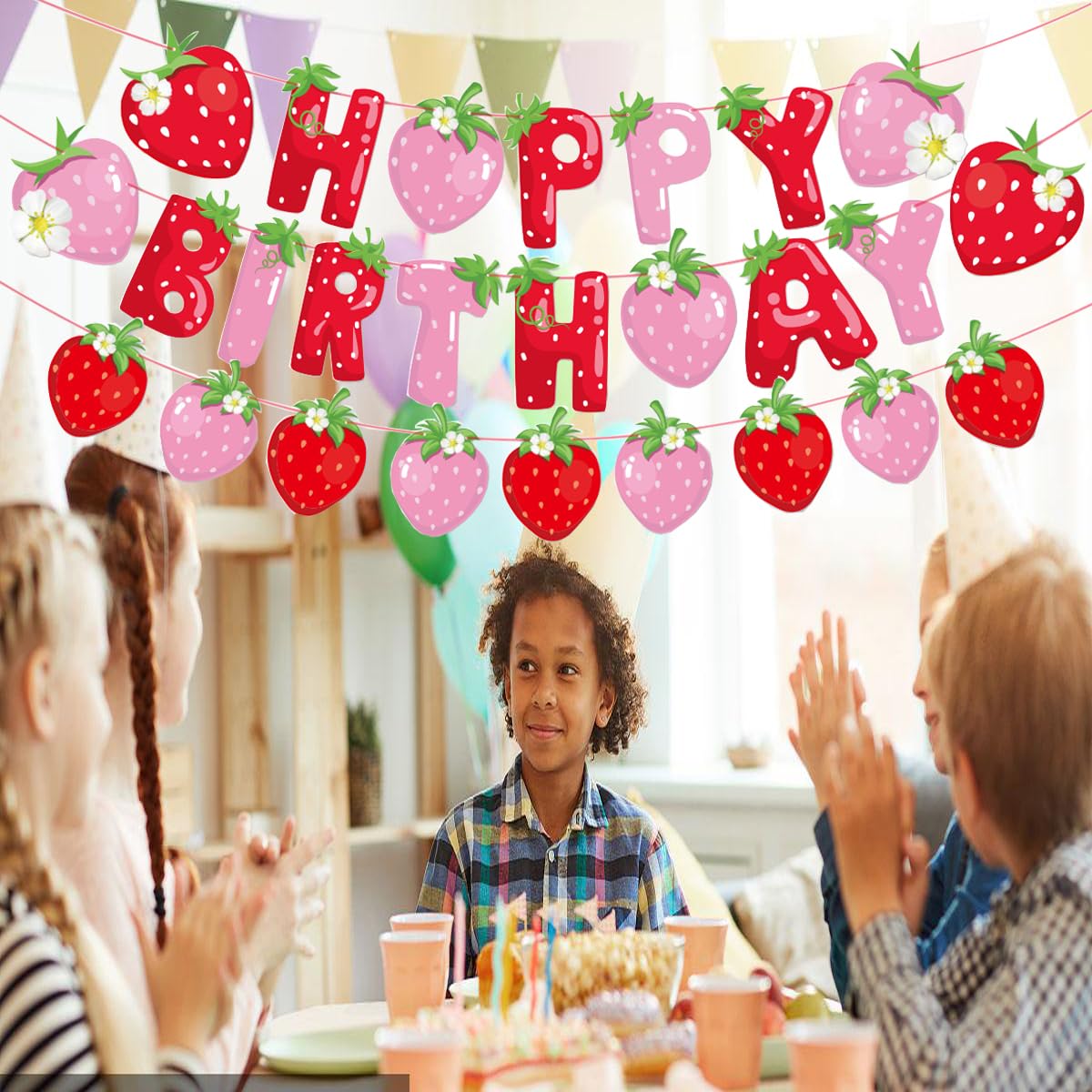 Snapklik.com : Strawberry Happy Birthday Banners,3 Packs Strawberry ...