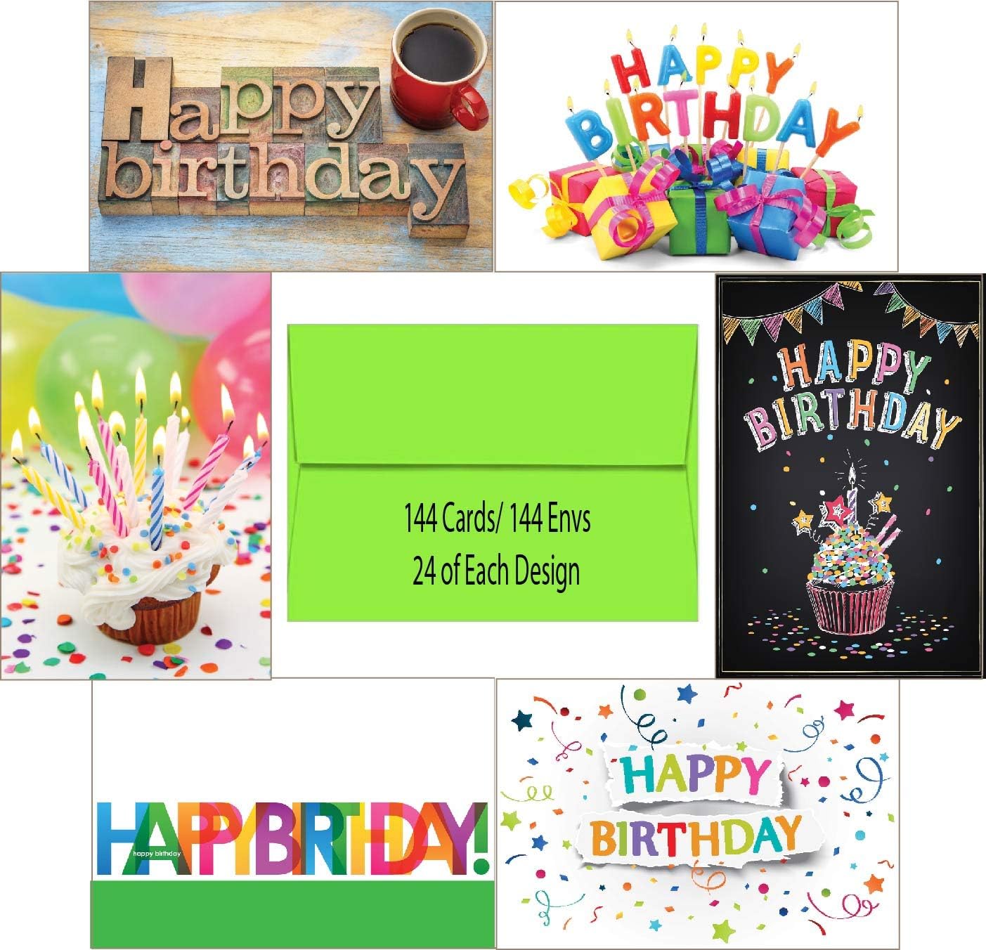 Amazon 144 Blank Birthday Card Assortment Box Set Bulk With A4 