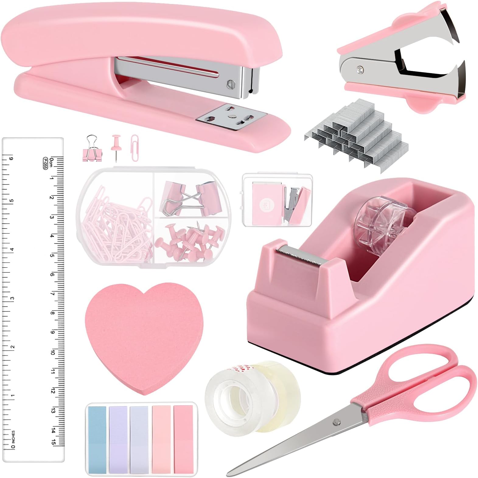 Novus E 15/E 210 Pink Twinset Stapler and Hole Punch with 1,000 Staples ...
