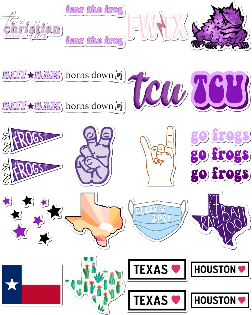 Amazon.com: 20 Pcs Stickers Pack TCU Vinyl Aesthetic Colorful ...