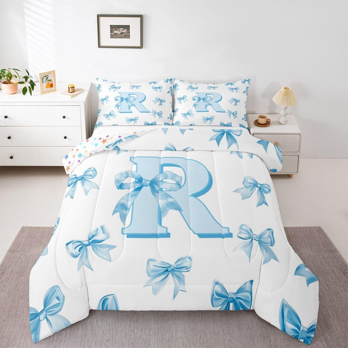 Amazon.com: Erosebridal Cartoon Letter Bow Comforter Set Full ...