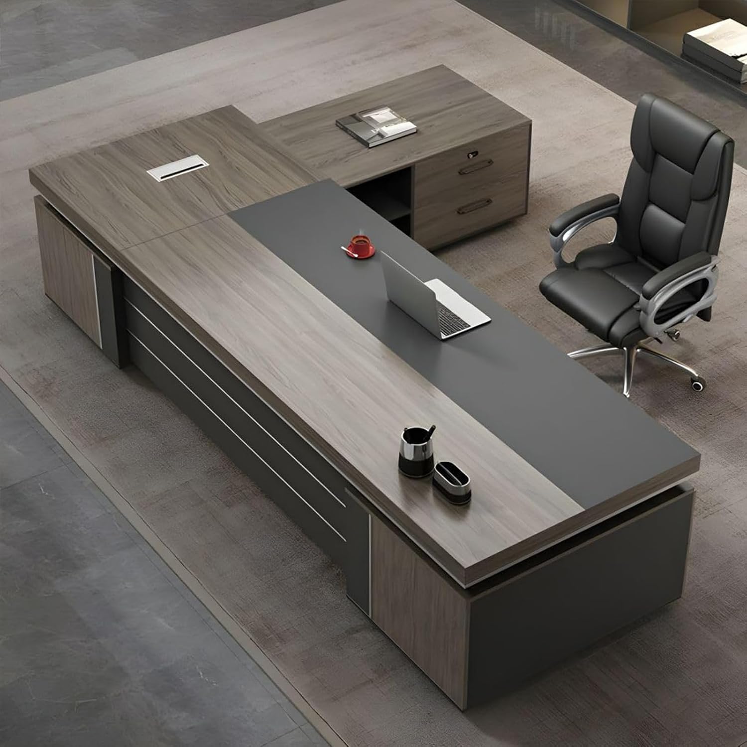 Amazon.com: L-Shape Office Executive Desk, Wood Computer Desk with ...