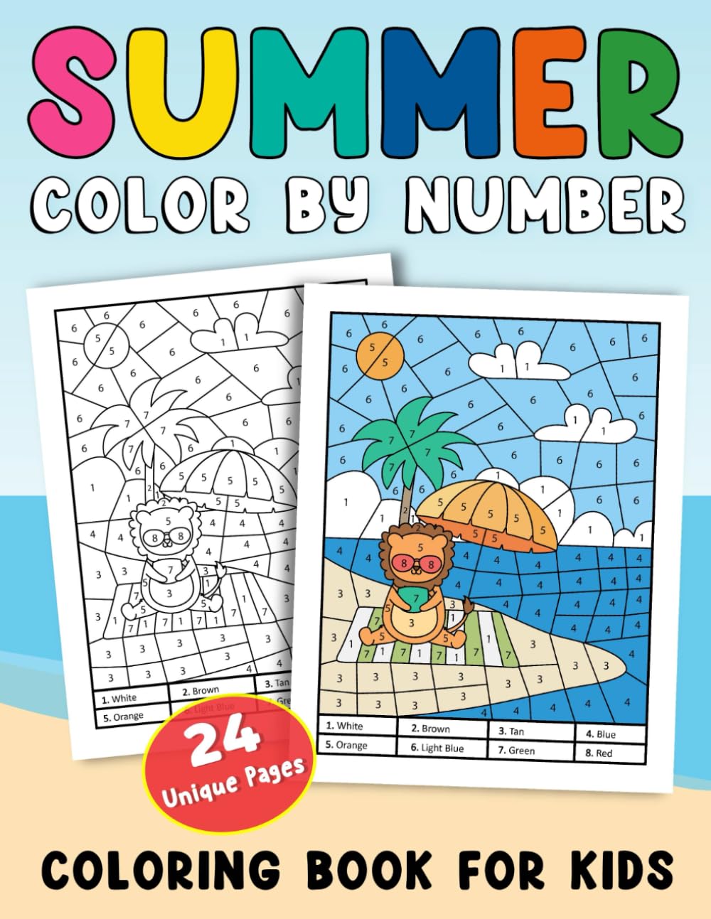Summer Color By Number Coloring Book For Kids: Cute and Easy Summer ...