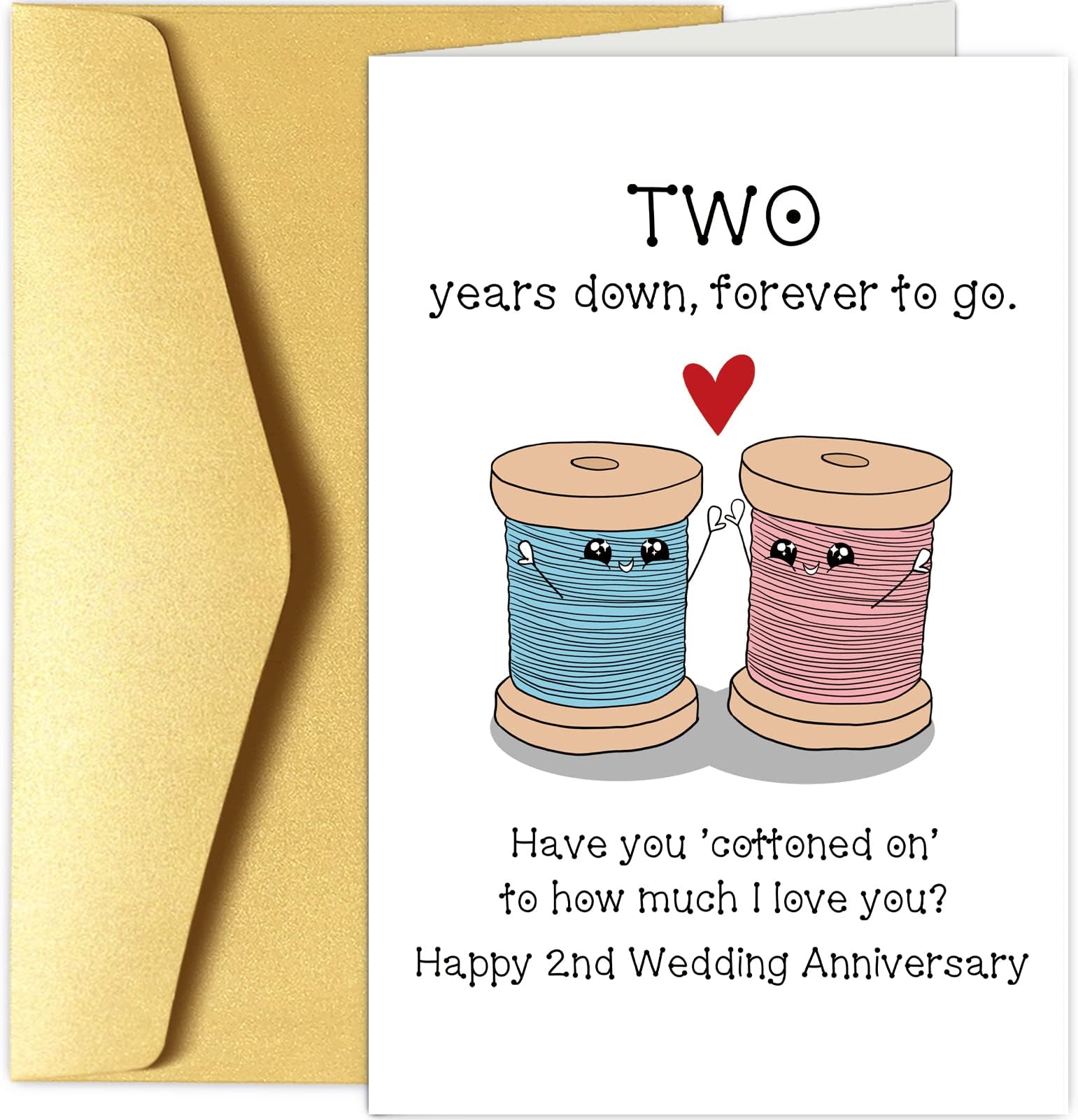 Amazon.com : Goroar Second Anniversary Card, 2nd Wedding Anniversary ...
