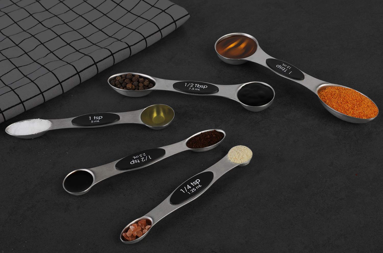 Snapklik.com : Magnetic Measuring Spoons Set Dual Sided Stainless Steel ...