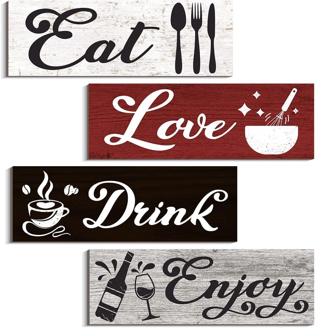 Amazon.com: 6 Pieces Cutting Board Kitchen Decor Red Rose Eat Sign Set ...
