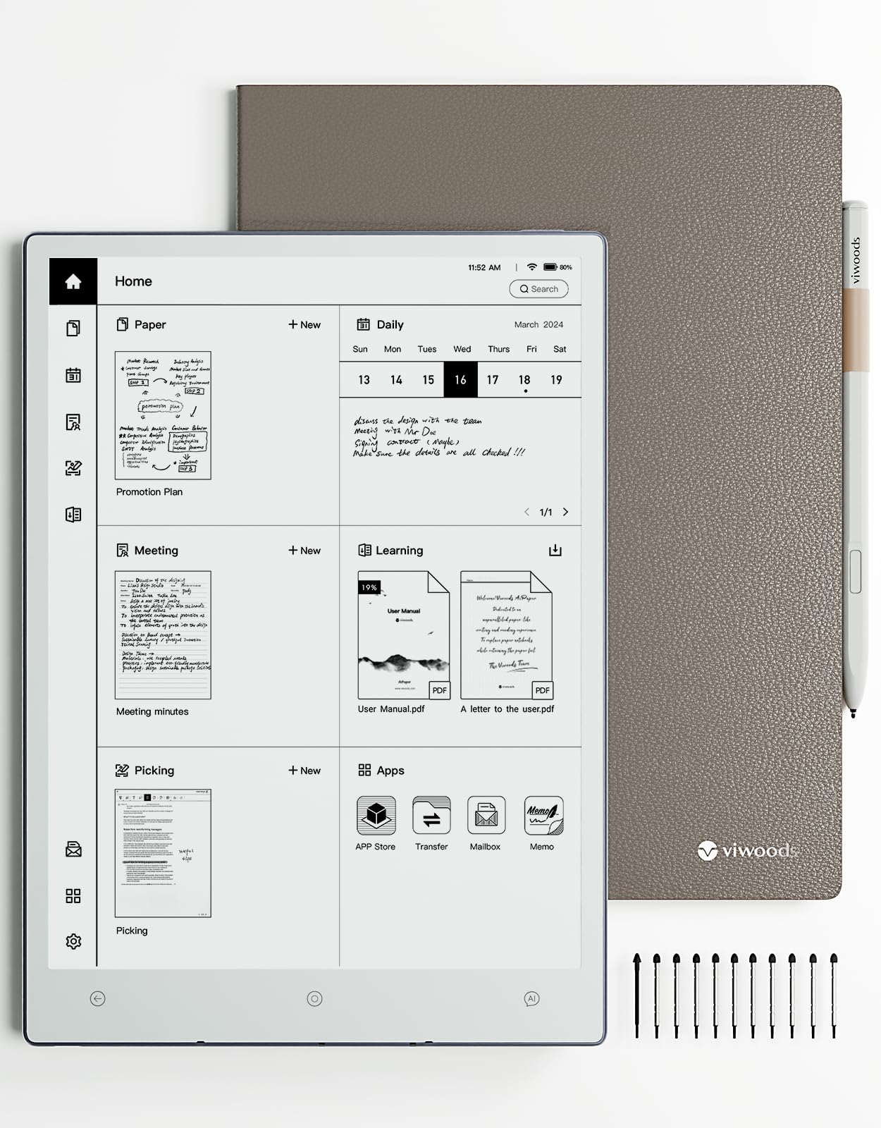 Buy AiPaper Carta 1300 AI E Ink Bundle, VIWOODS 300PPI Electronic with ...