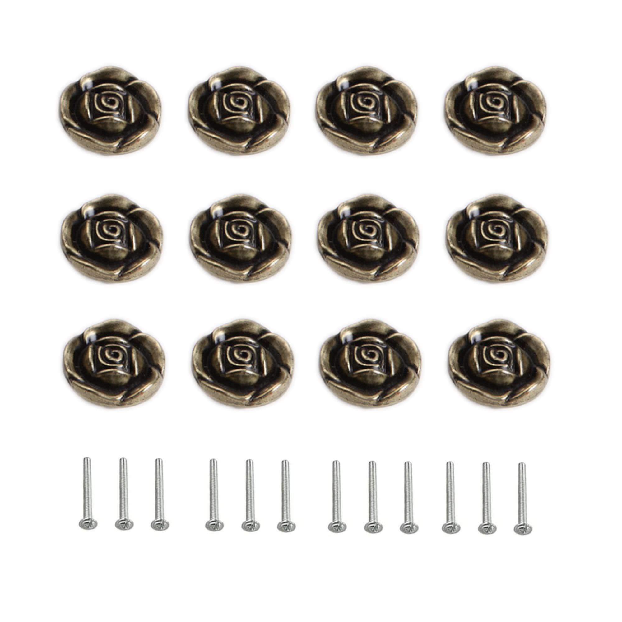 WONIU 12 Pack Rose Drawer Knobs, Flower Dresser Knobs, Cabinet Knobs ...