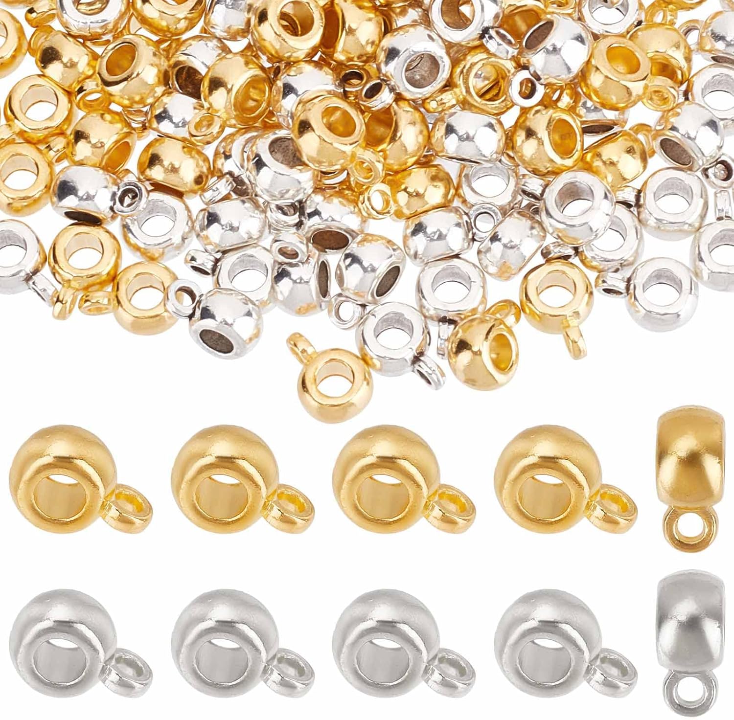 Amazon.com: SUNNYCLUE 1 Box 200Pcs Bails Beads Bail Bead Charms Link ...