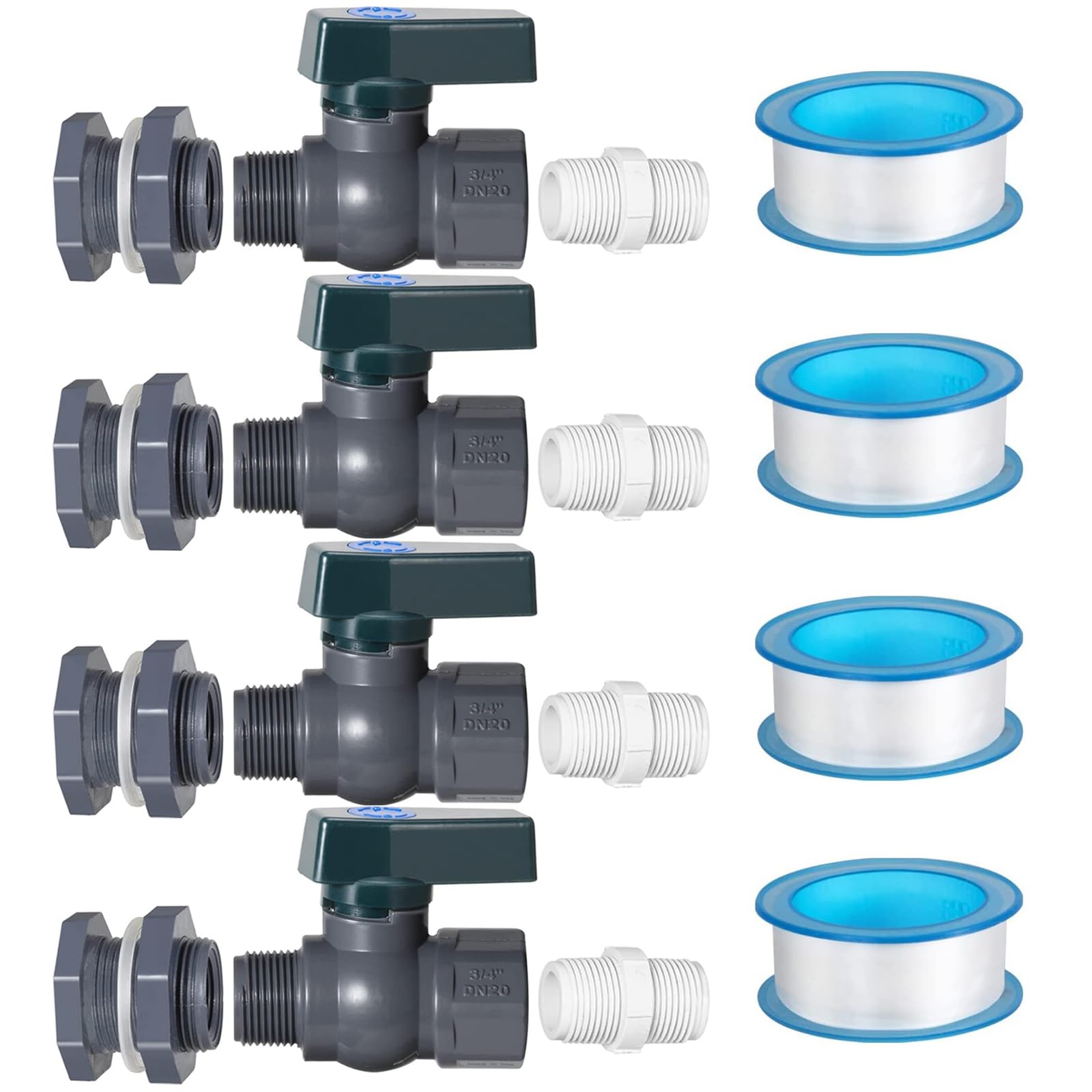 Amazon.com : 4 Pack Rain Barrel Spigot Kit with PVC Bulkhead Fitting ...