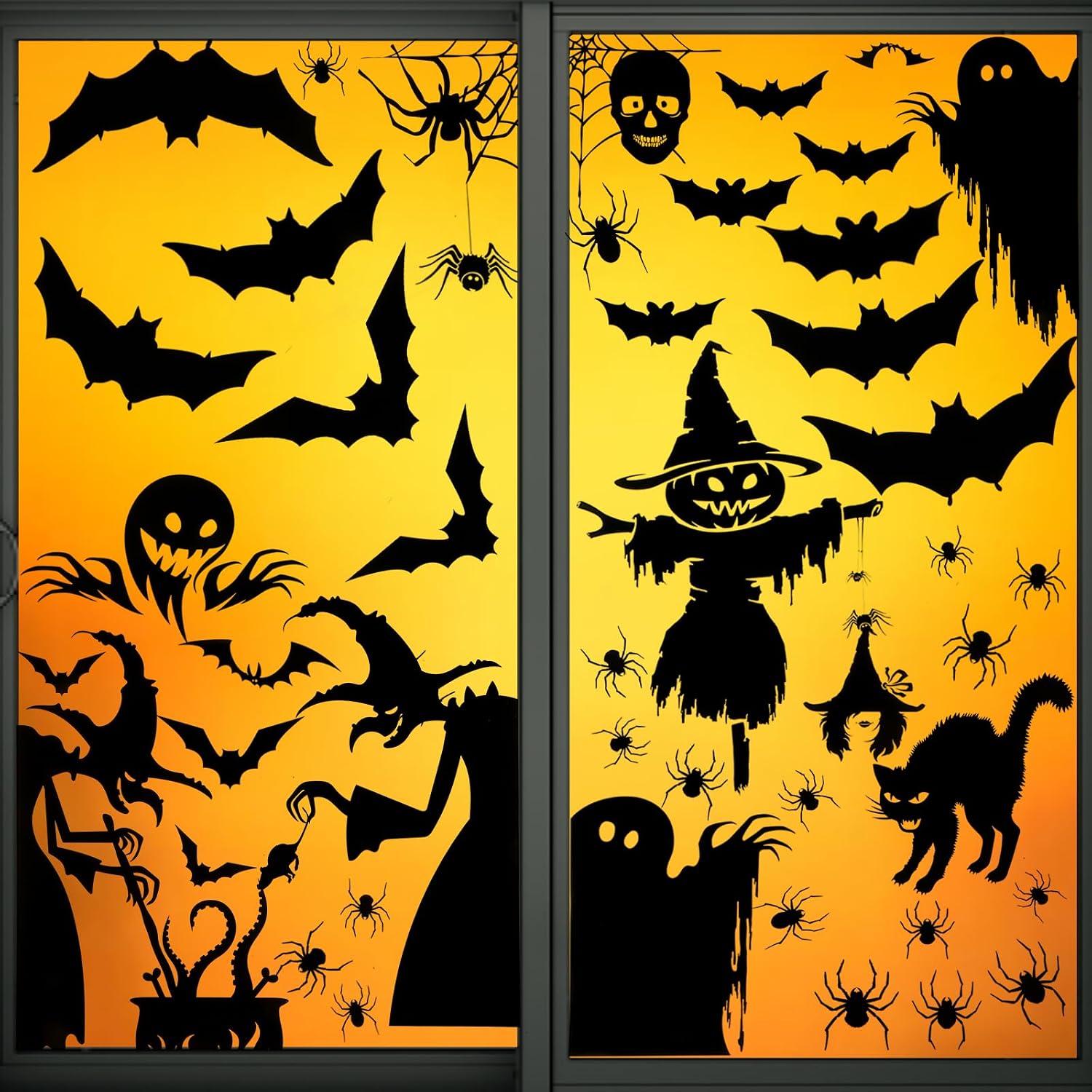 Amazon.com: Halloween Window Clings Halloween Silhouette Stickers, 2 ...