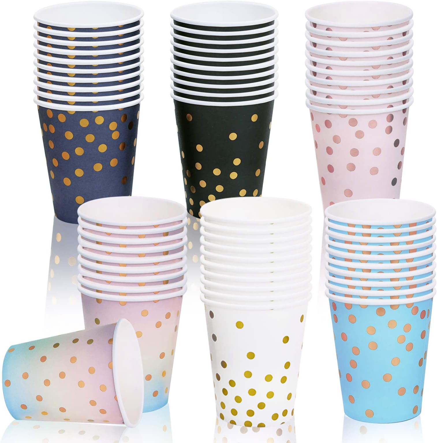DAKFOOK 200 Pcs Gold Polka Dot Paper Cups, 9oz Disposable Cups Hot ...