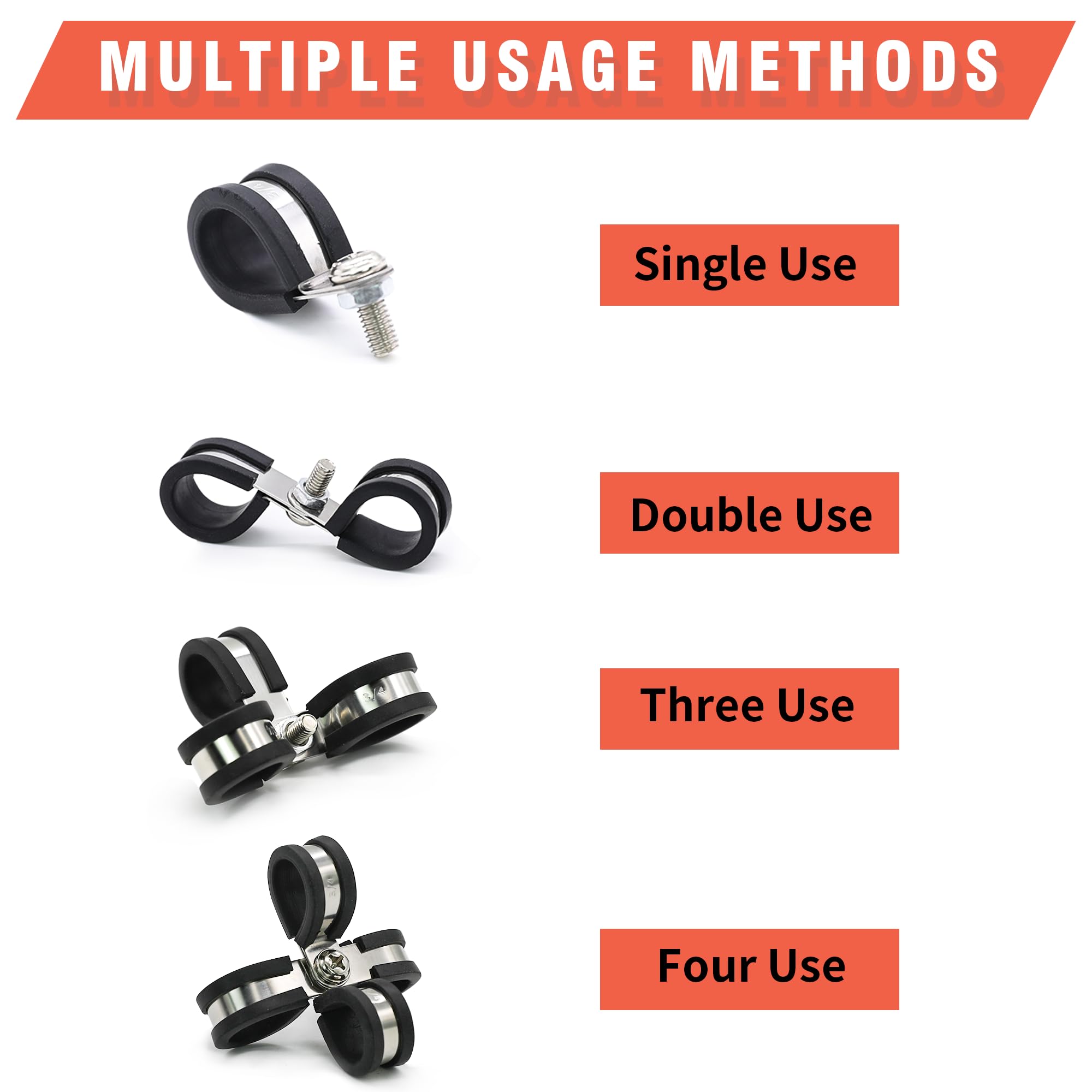 Snapklik.com : 24pcs 19mm Cable Clamps Assortment Kit, 3/4" 304 ...