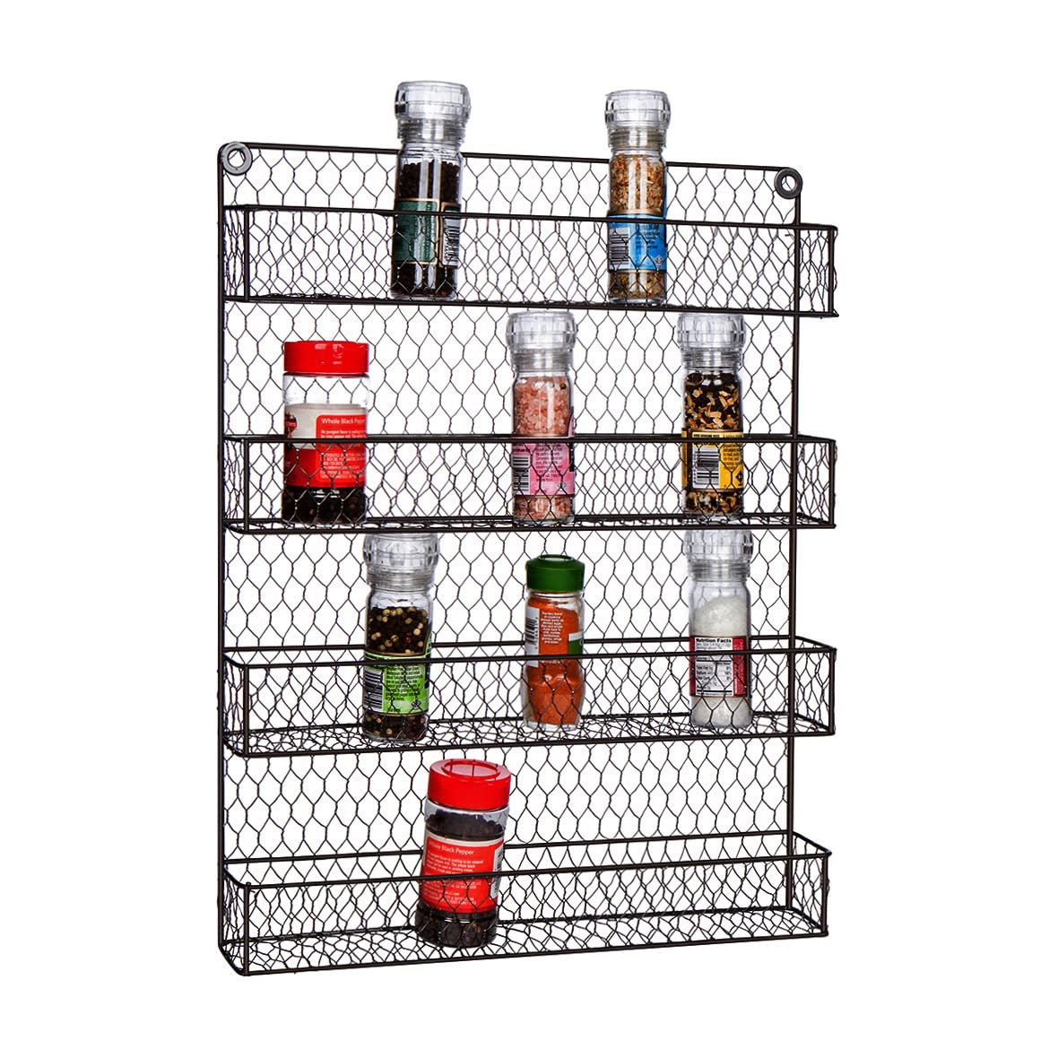 Trademark Innovations 4-Tier Wire Spice Rack Storage Organizer - Wall ...