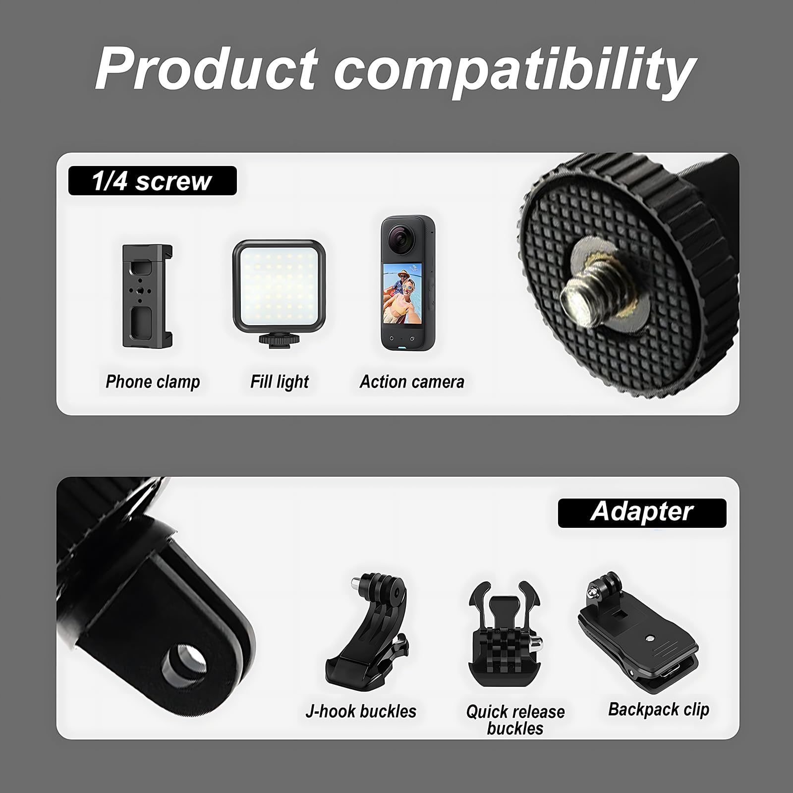 Insta 360 Stick Centechia Nice Mini Tripod Screw Mount Adapter 1/4 ...