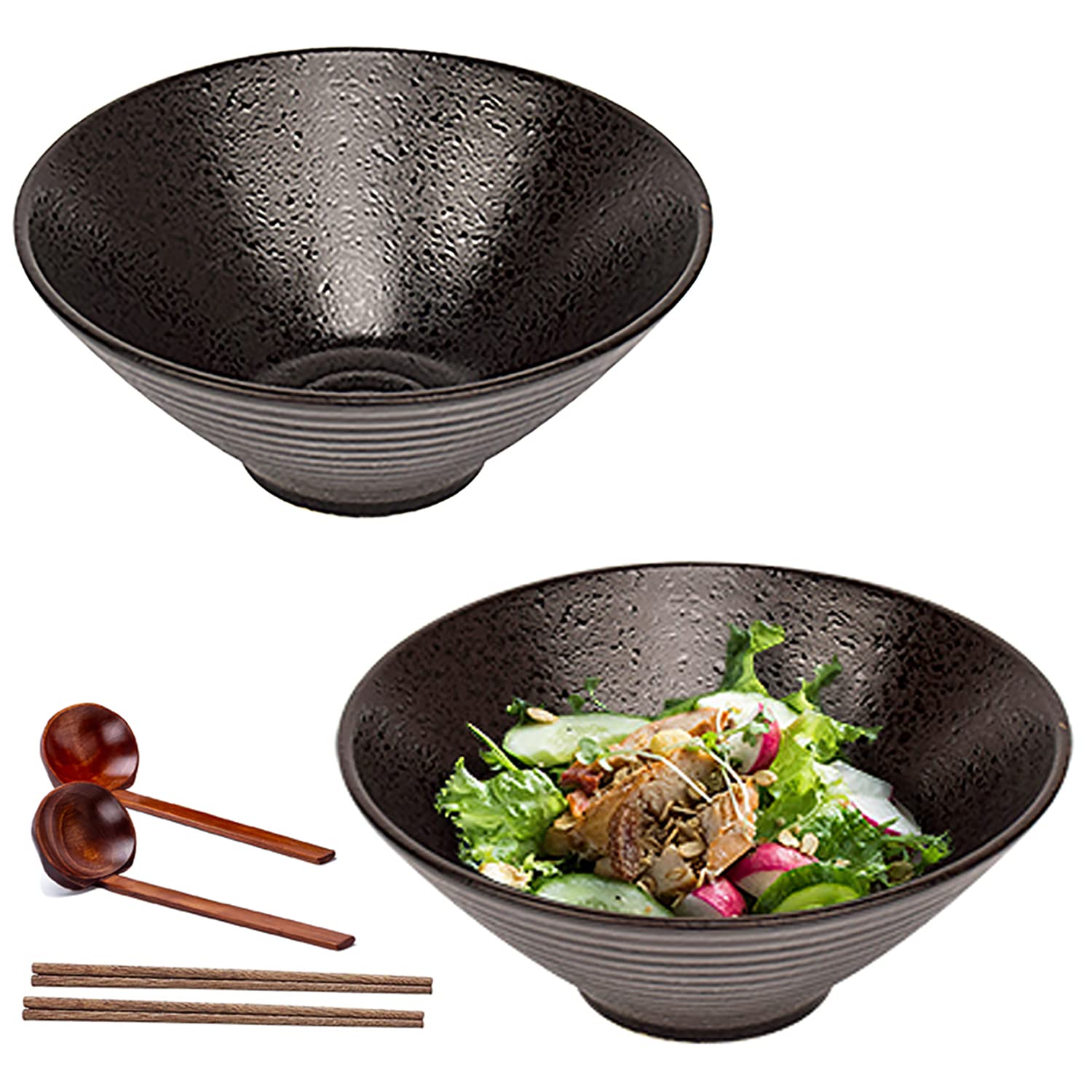 JYMone Ceramic Japanese Ramen Bowls,2 Sets (6 Piece) 60 Oz,Large Pho ...