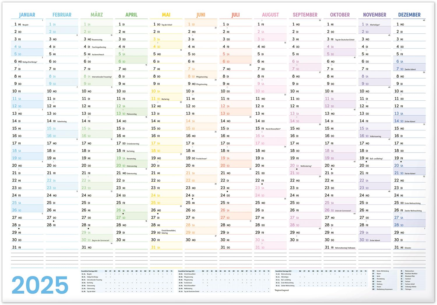 NOTIQUE XL Year Planner 2025 Wall Calendar – A2 Calendar Wall Planner ...