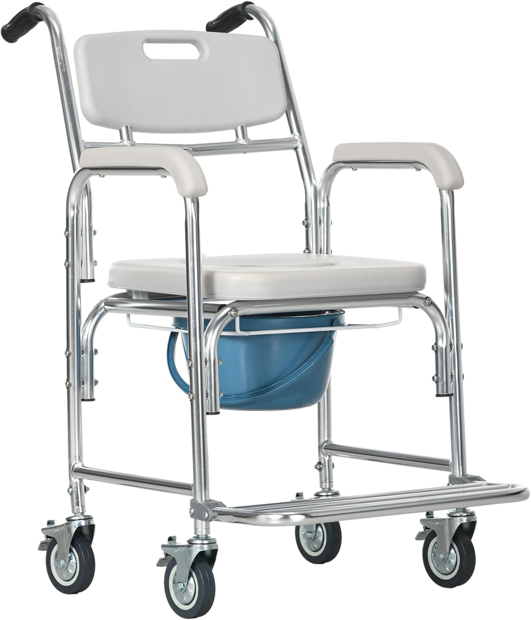 Amazon.com: HOMCOM 3-in-1 Shower Commode Wheelchair, Transport Beside ...