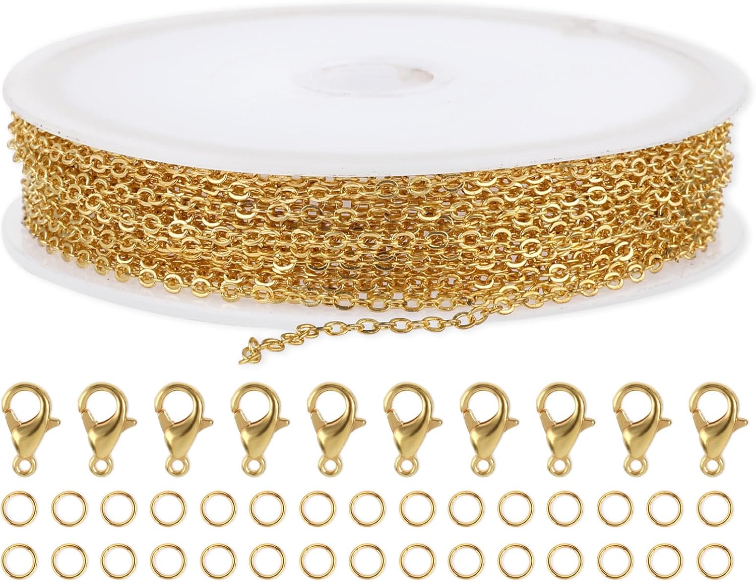 Amazon.com: WLLHYF Gold Plated Chain 196 Inches Stainless Steel Metal ...