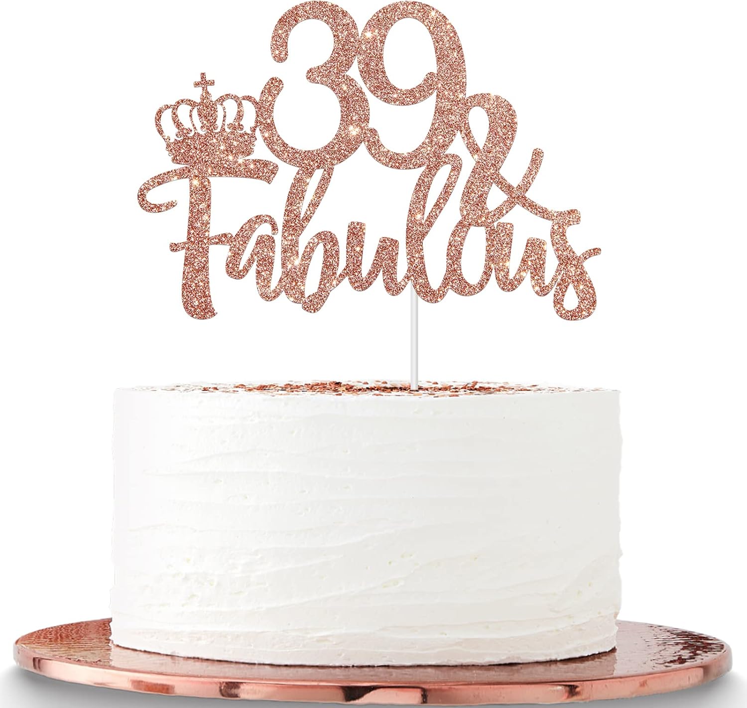 Amazon.com: Rose Gold Glittery 39 & Fabulous Cake Topper, Happy 39th ...