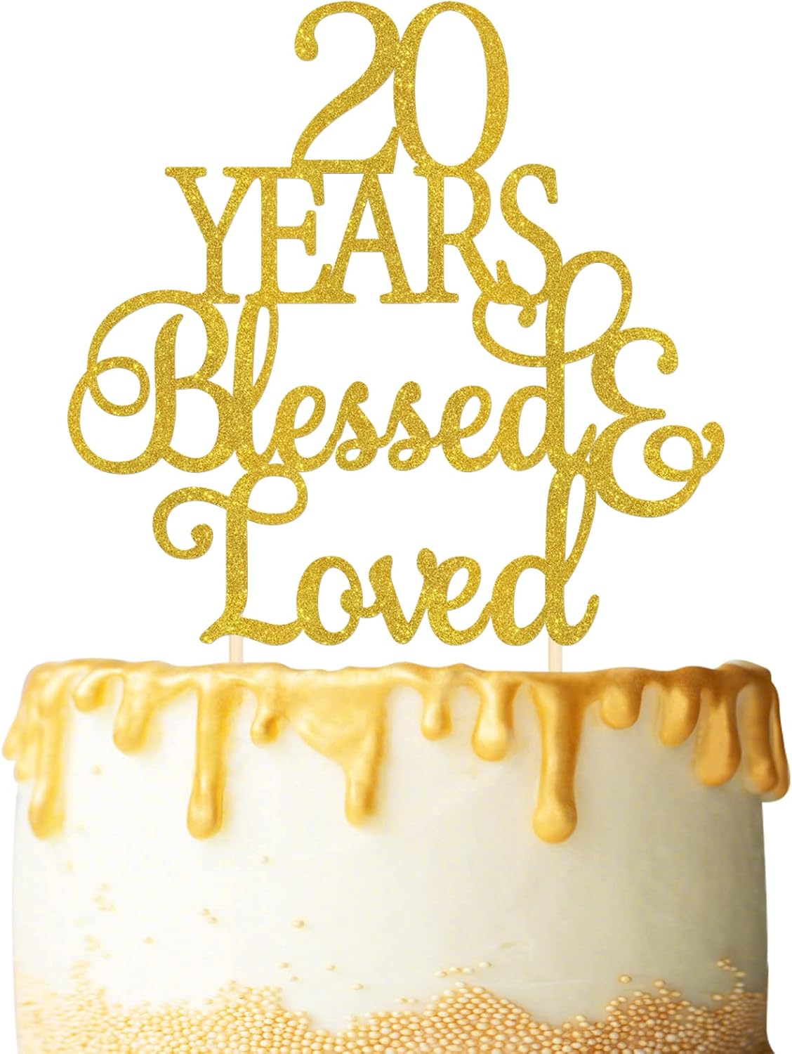 Amazon.com: Cuttiler 20 Years Blessed & Loved Cake Topper, 20th ...