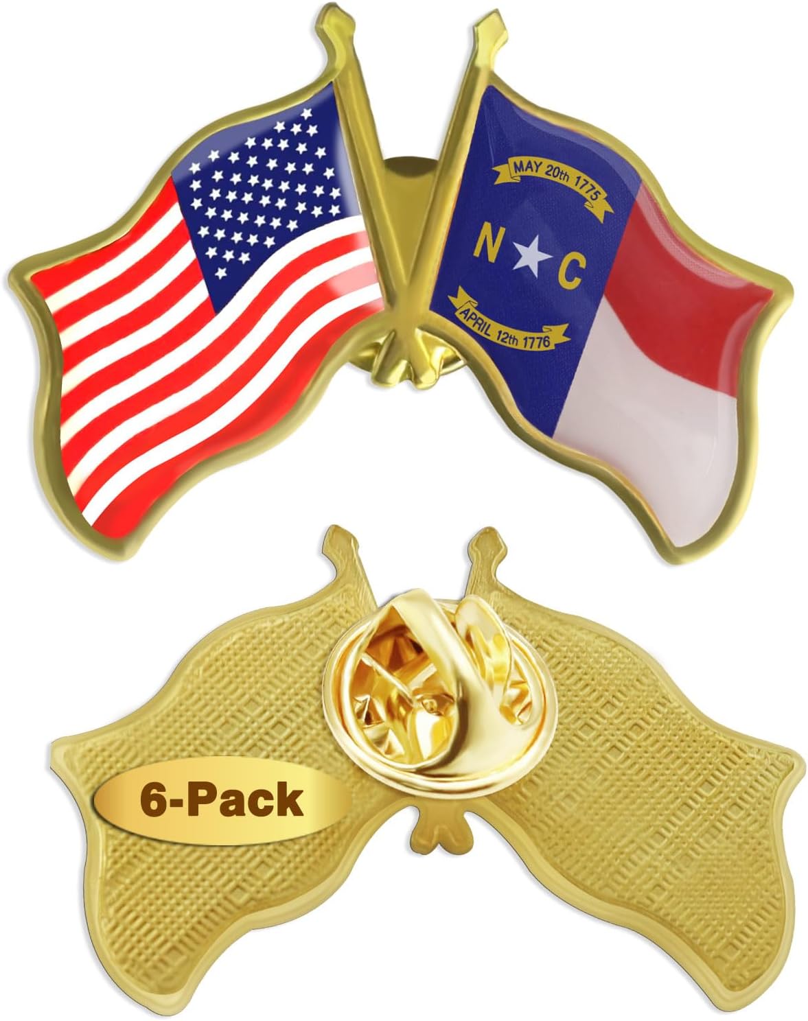 Amazon.com: 6/ Pack-American State North Carolina Flag Lapel Pins Bulk ...