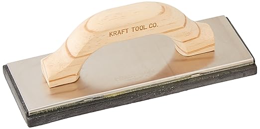 Kraft Tool PL398 Molded Black Sponge Rubber Plaster Float with Wood ...