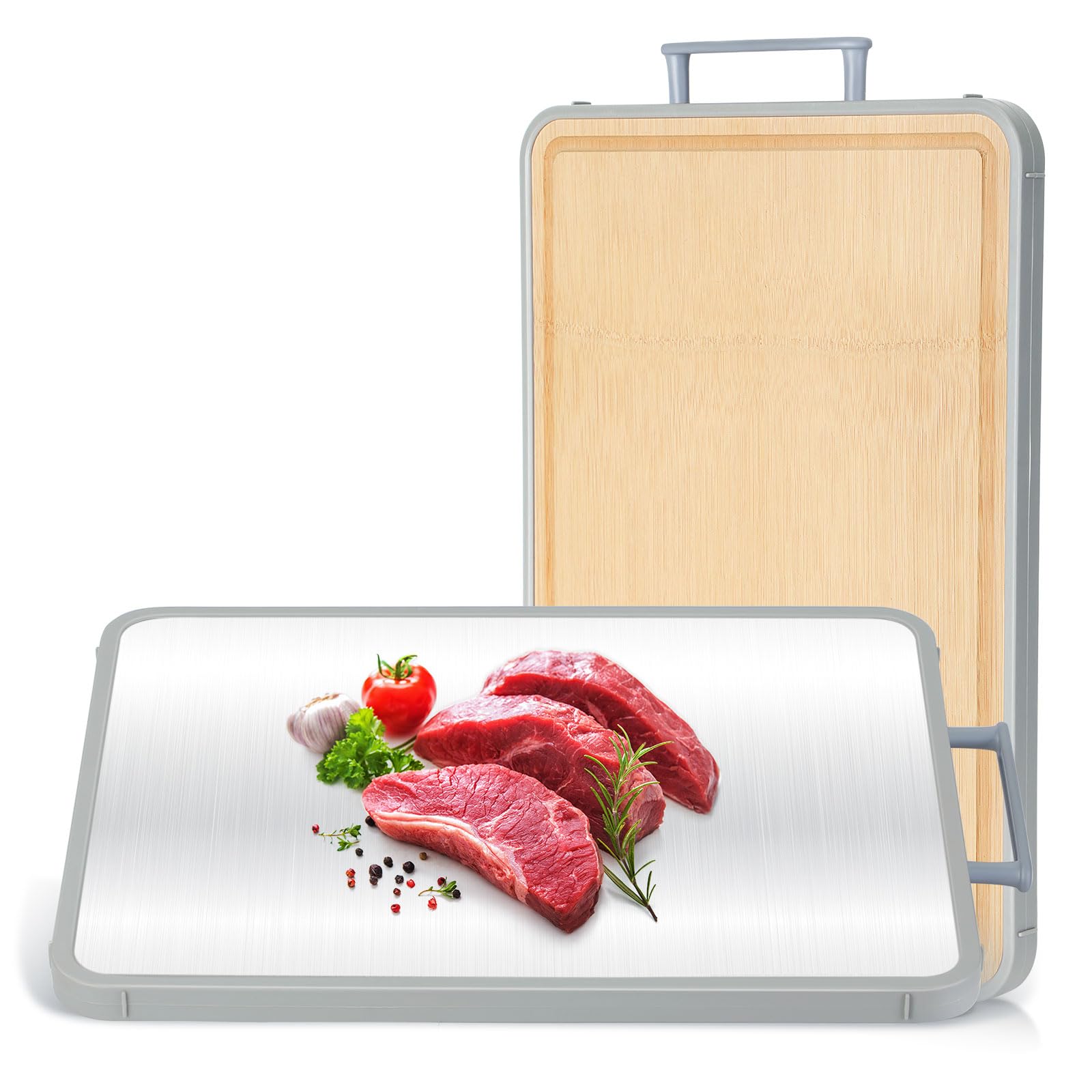Amazon.com: Stainless Steel Cutting Board, Double Sided Cutting Board ...