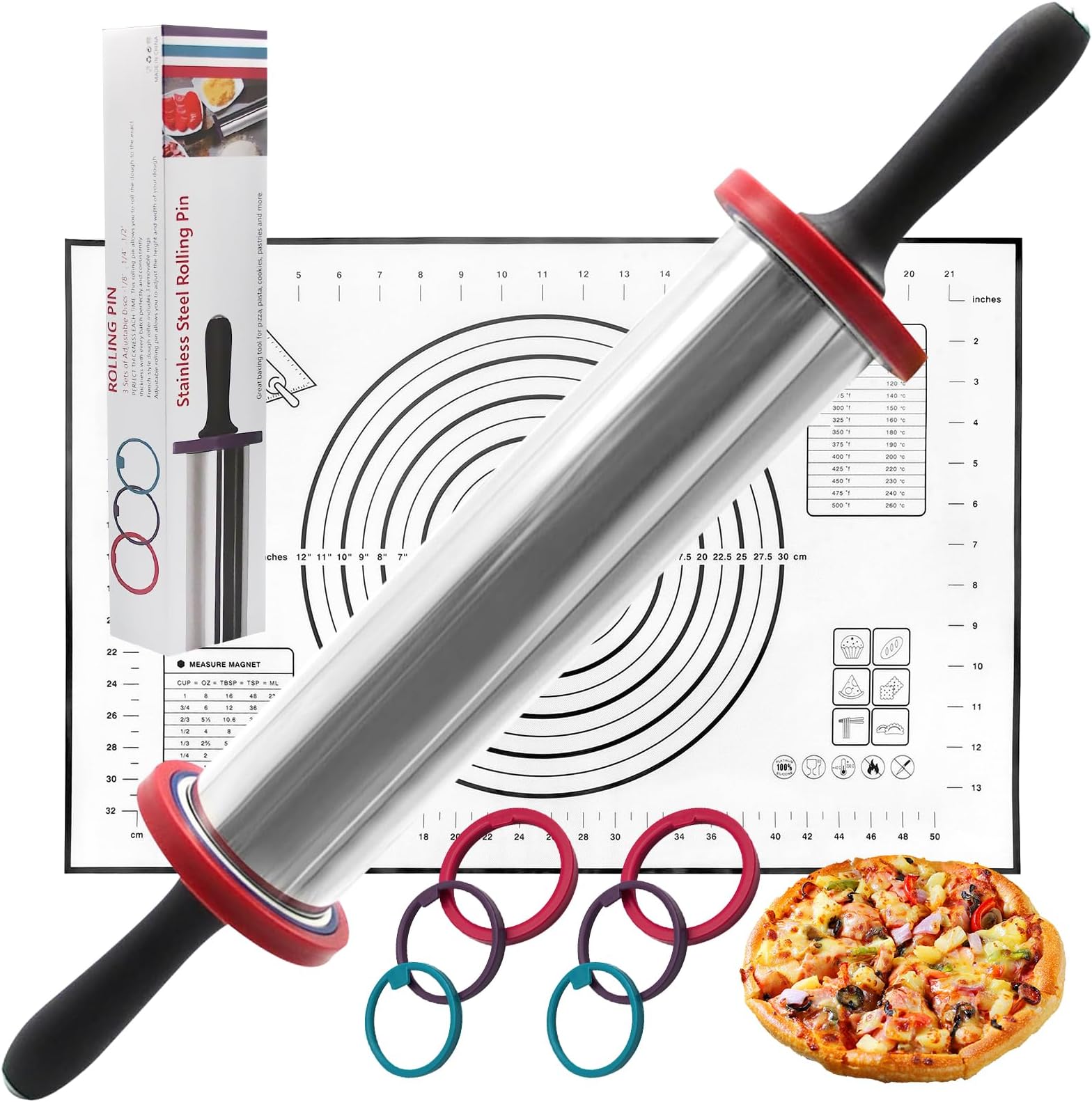 Amazon.com: Milkary Set of 3 Pizza Kit Including Stainless Steel Pizza ...