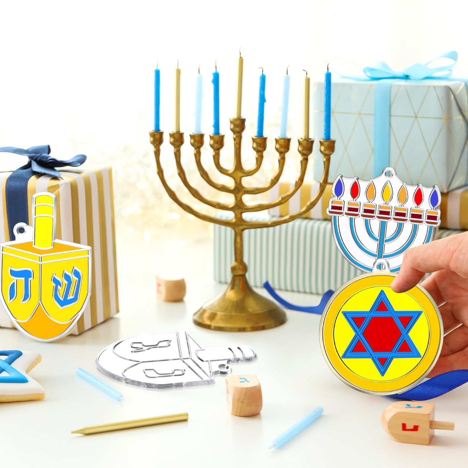 Snapklik.com : Tioncy 24 Sets Hanukkah Suncatchers Ornaments ...