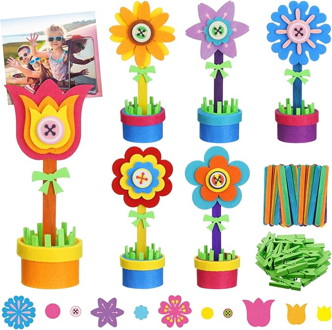 Amazon.com: Motionchic 24 Pcs Spring Felt Flower Craft Kit DIY Spring ...