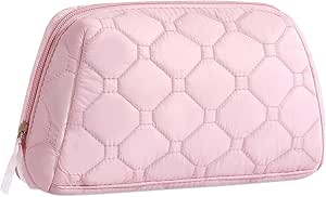 Amazon.com : senbowe Small Makeup Bag,Travel Cosmetic Bag, Pink Puffy ...